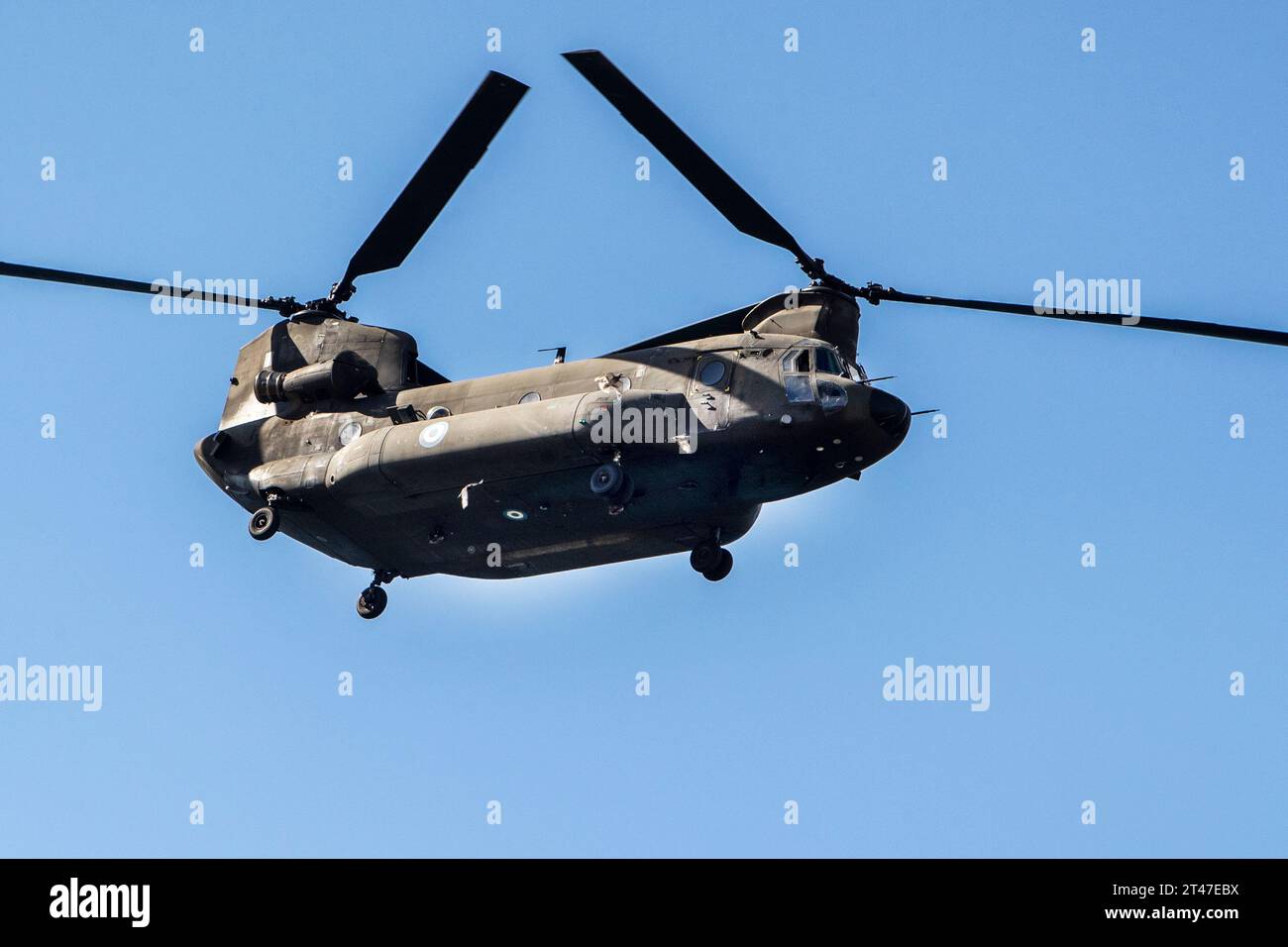Thessaloniki, Greece. 28th Oct, 2023. A Greek Army CH-47 Chinook ...