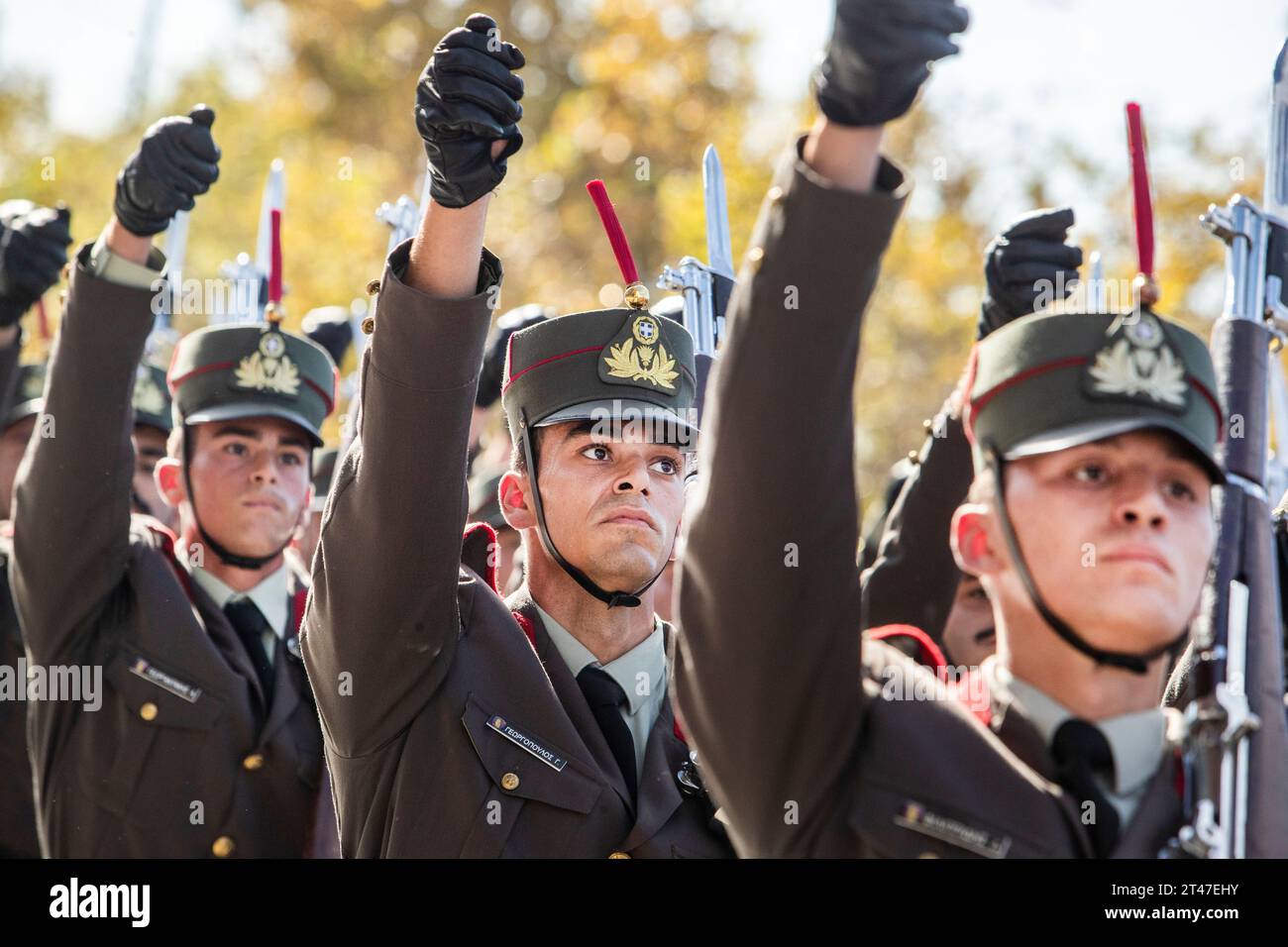 Thessaloniki, Greece. 28th Oct, 2023. Greek Army cadets take part in a ...