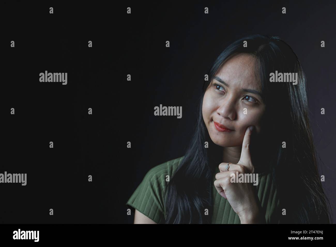 Photo of female person showing her hand up Stock Photo - Alamy