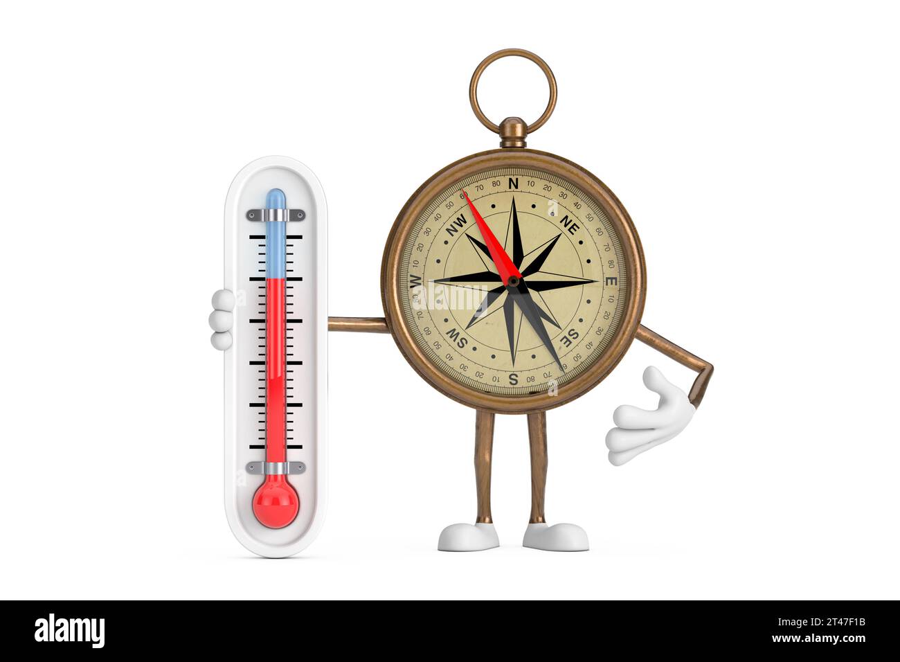 Antique Vintage Brass Compass Cartoon Person Character Mascot with ...