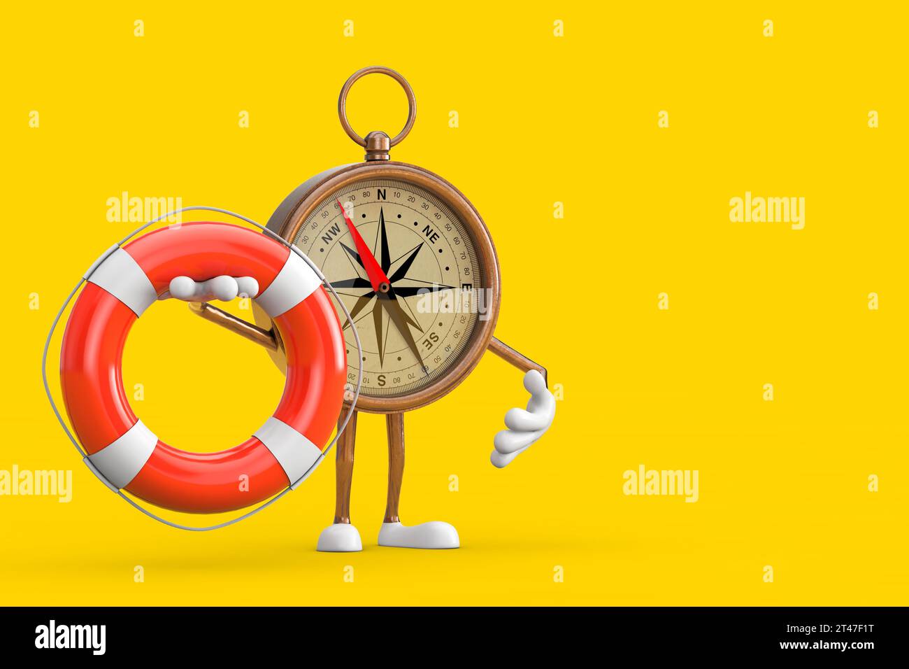 Antique Vintage Brass Compass Cartoon Person Character Mascot with Life ...