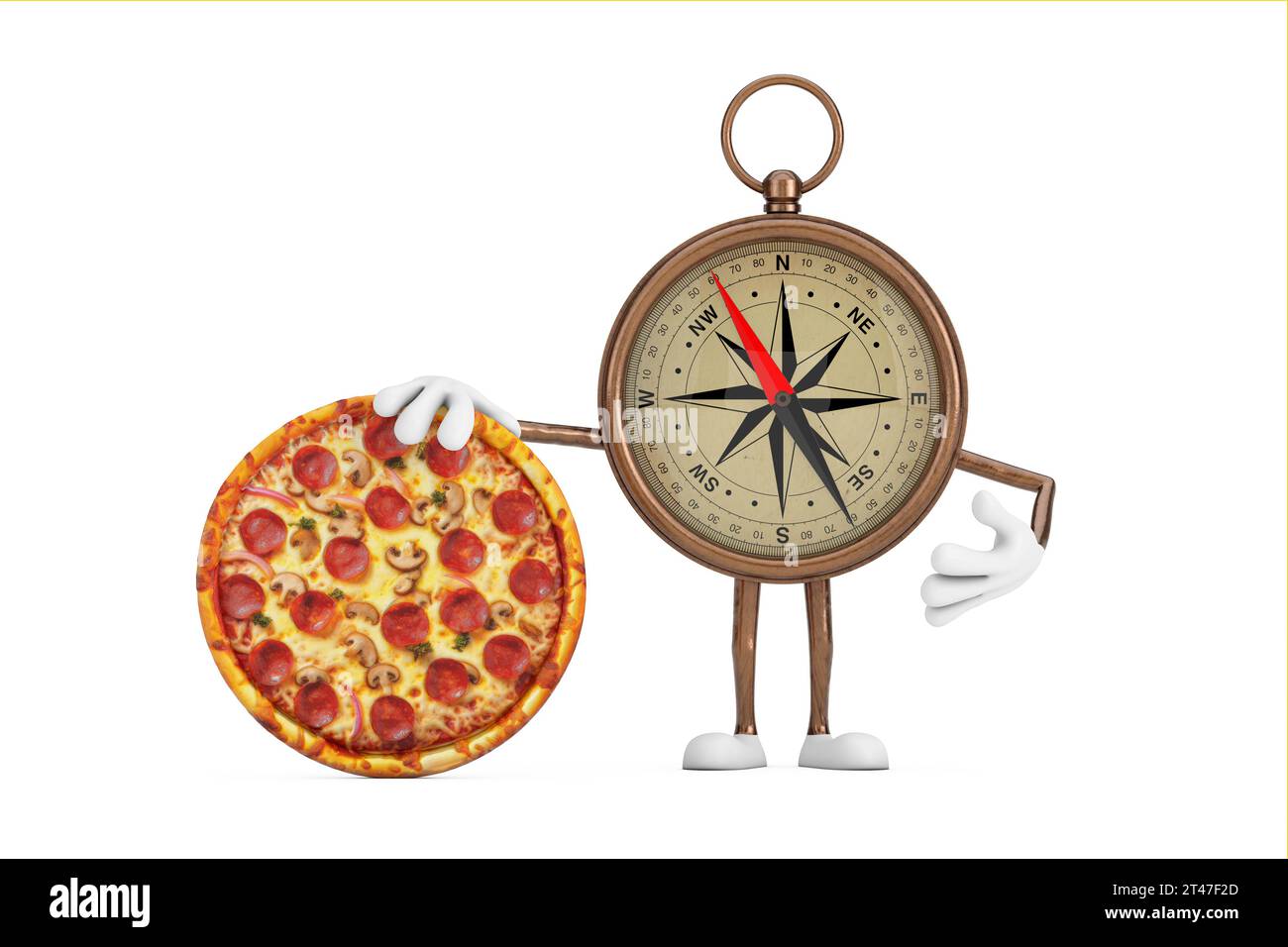 Antique Vintage Brass Compass Cartoon Person Character Mascot with ...