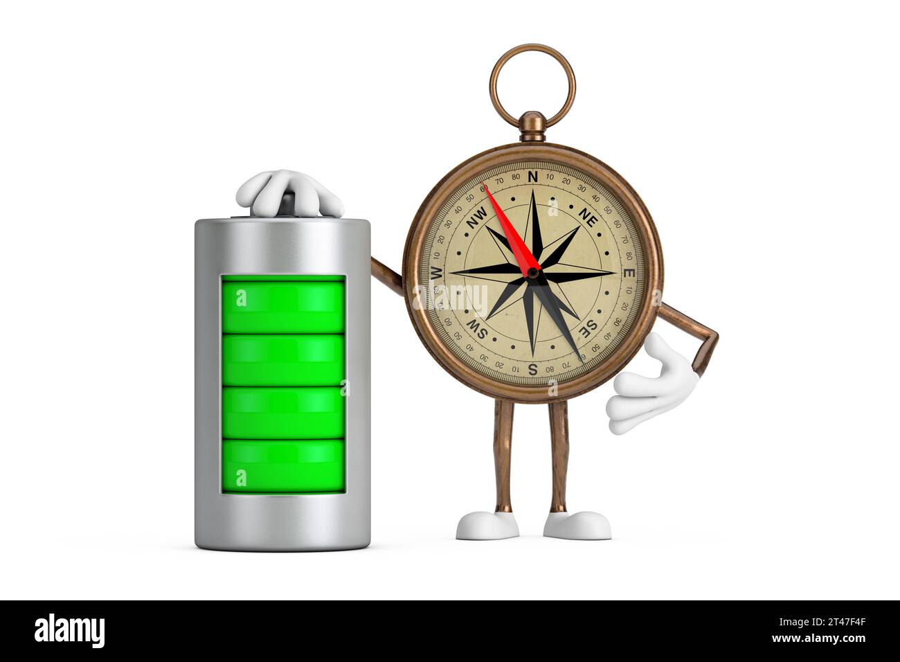 Antique Vintage Brass Compass Cartoon Person Character Mascot with ...