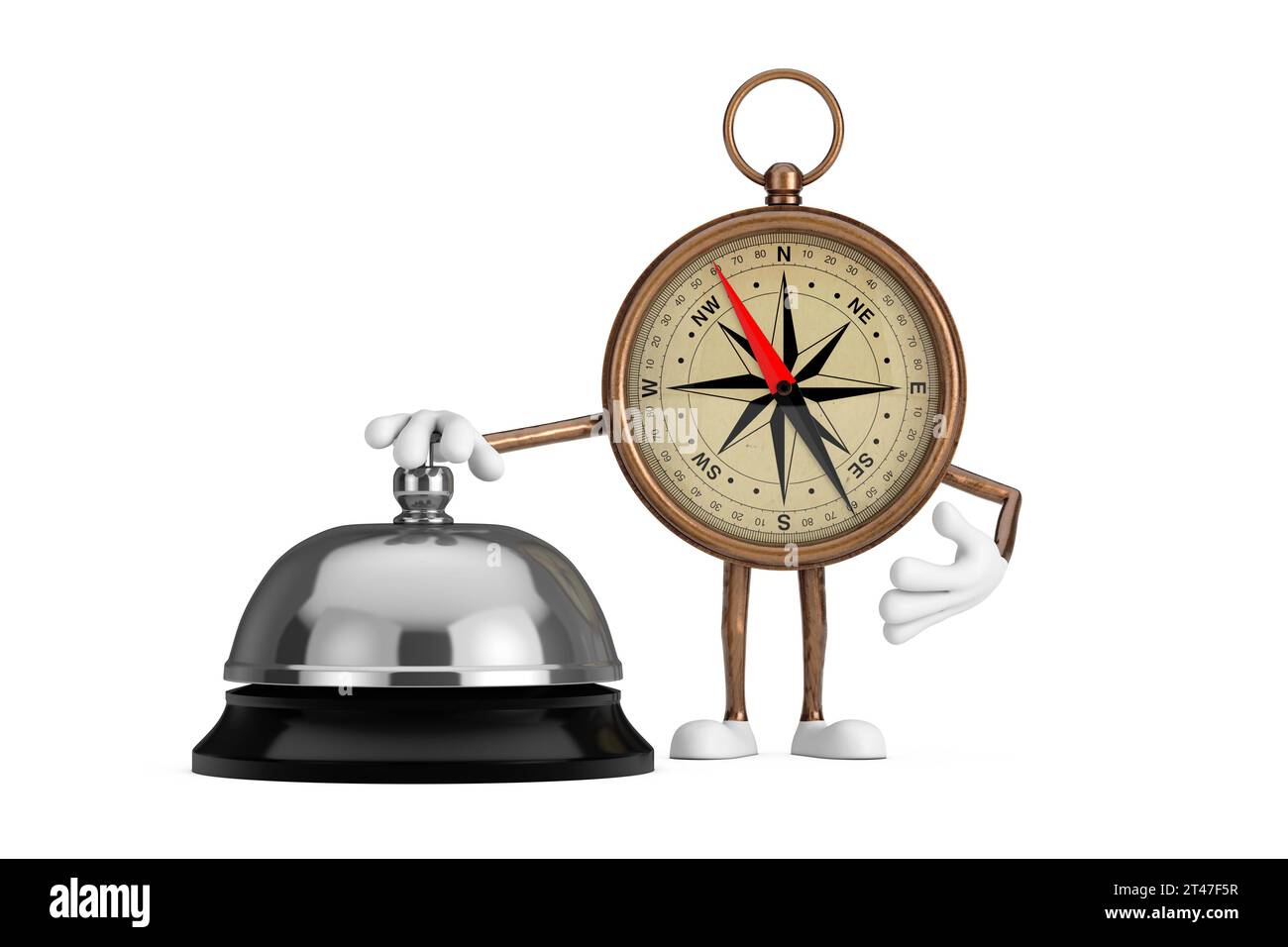 Antique Vintage Brass Compass Cartoon Person Character Mascot with ...