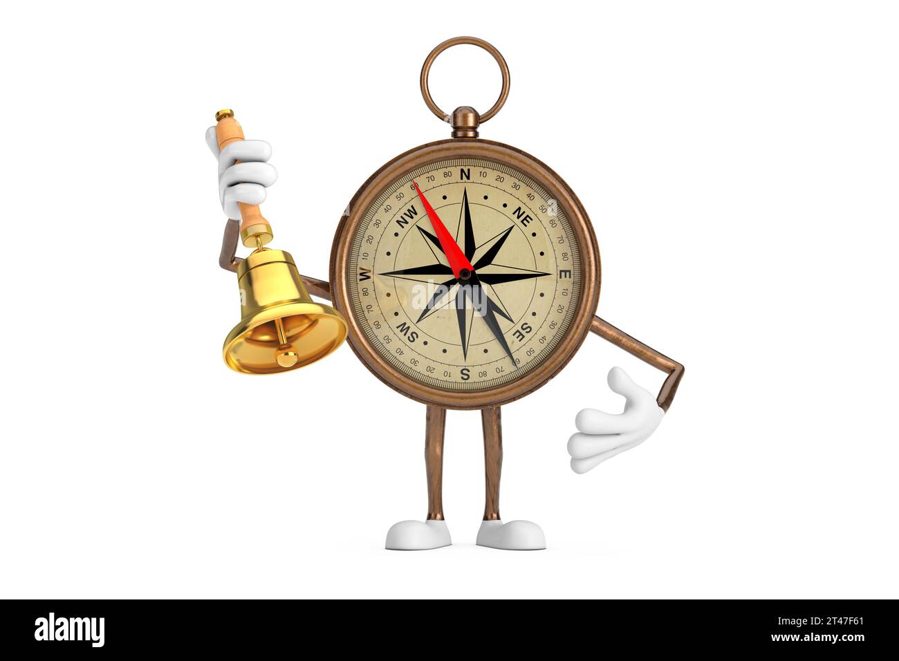 Antique Vintage Brass Compass Cartoon Person Character Mascot with ...