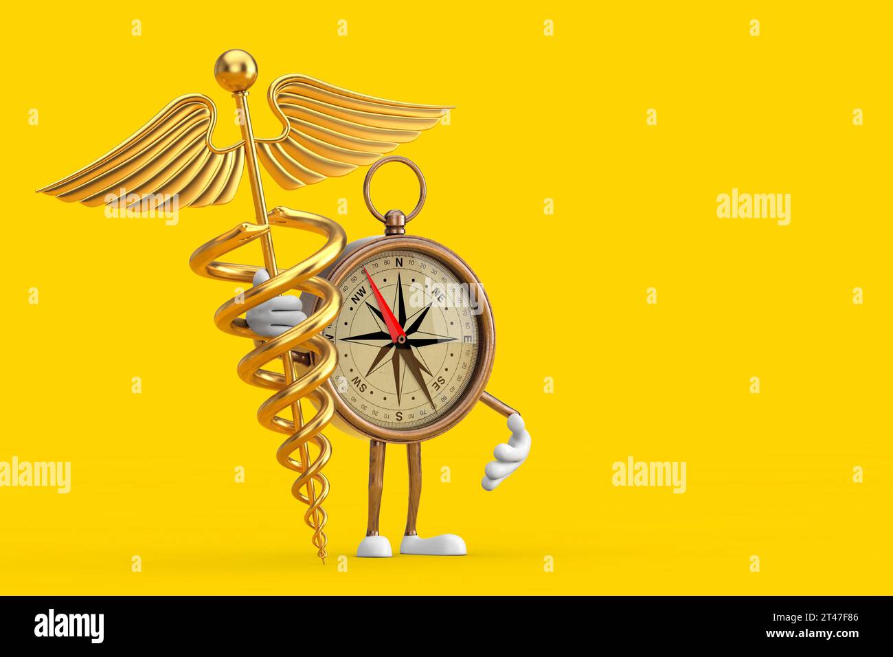 Antique Vintage Brass Compass Cartoon Person Character Mascot with ...