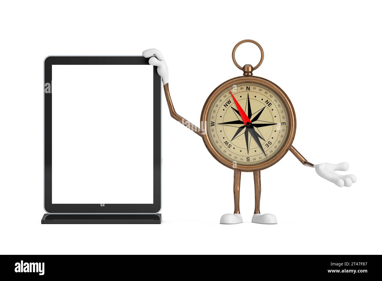 Antique Vintage Brass Compass Cartoon Person Character Mascot with ...