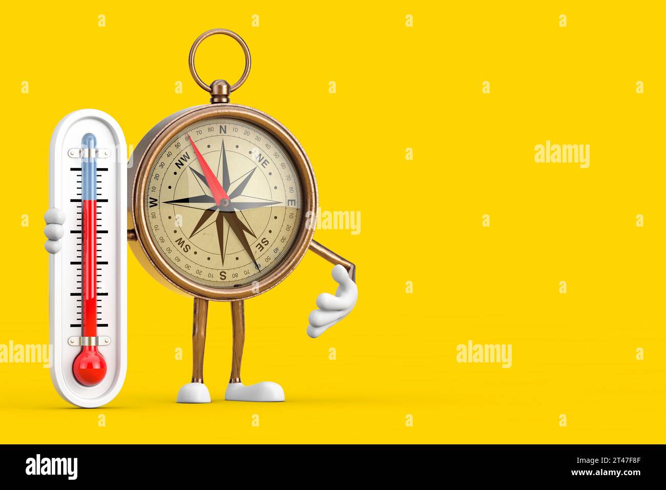 Antique Vintage Brass Compass Cartoon Person Character Mascot with ...