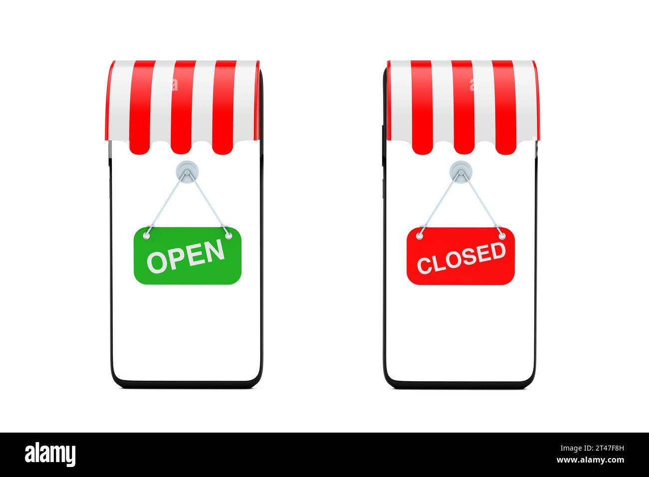 Blank Screen Mobile Phone Mockup with Store Awning or Shop Canopy and ...