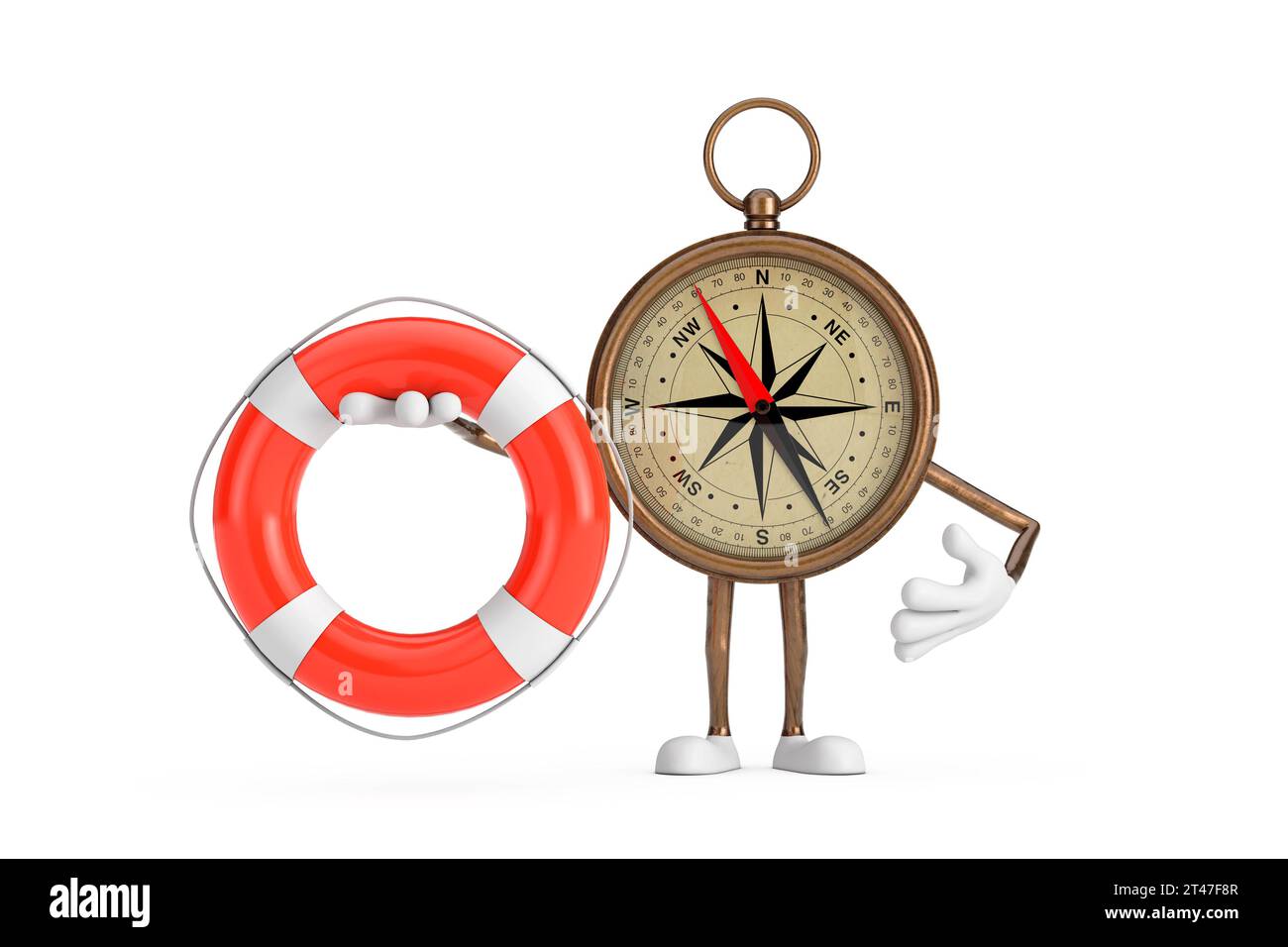 Antique Vintage Brass Compass Cartoon Person Character Mascot with Life ...