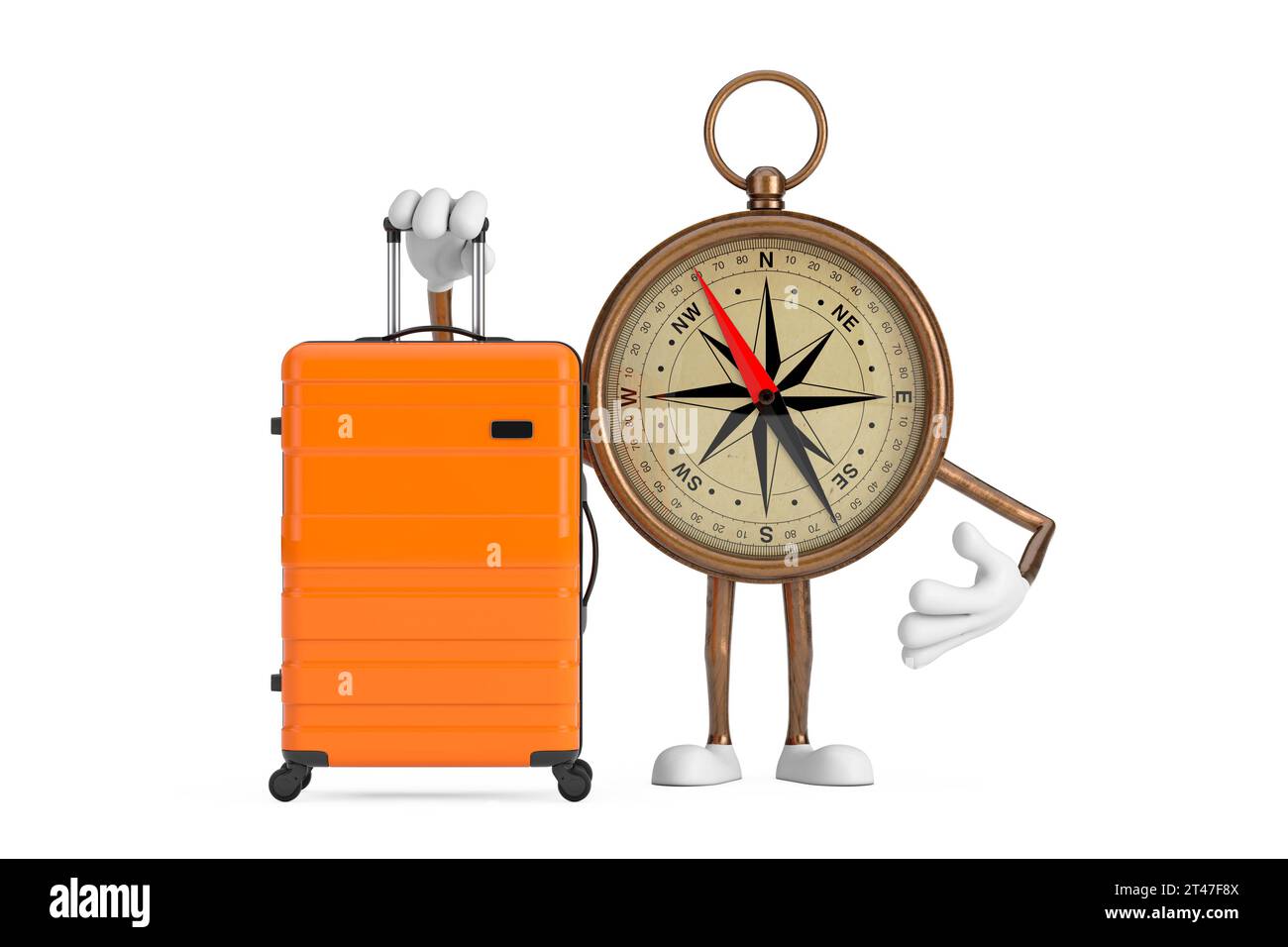 Antique Vintage Brass Compass Cartoon Person Character Mascot with ...