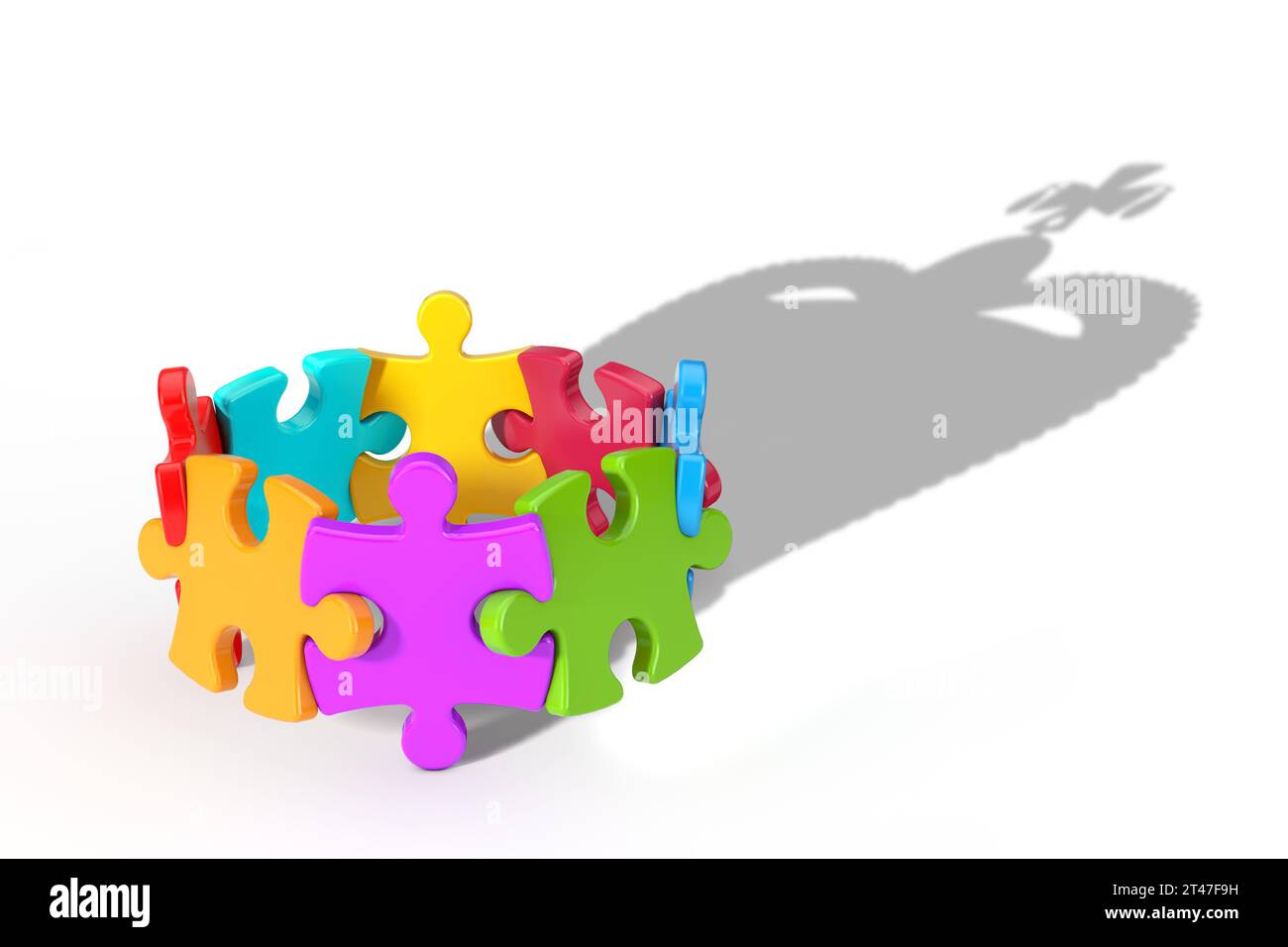 Success Teamwork Concept. Jigsaw Puzzle Connected Together in a Circle ...