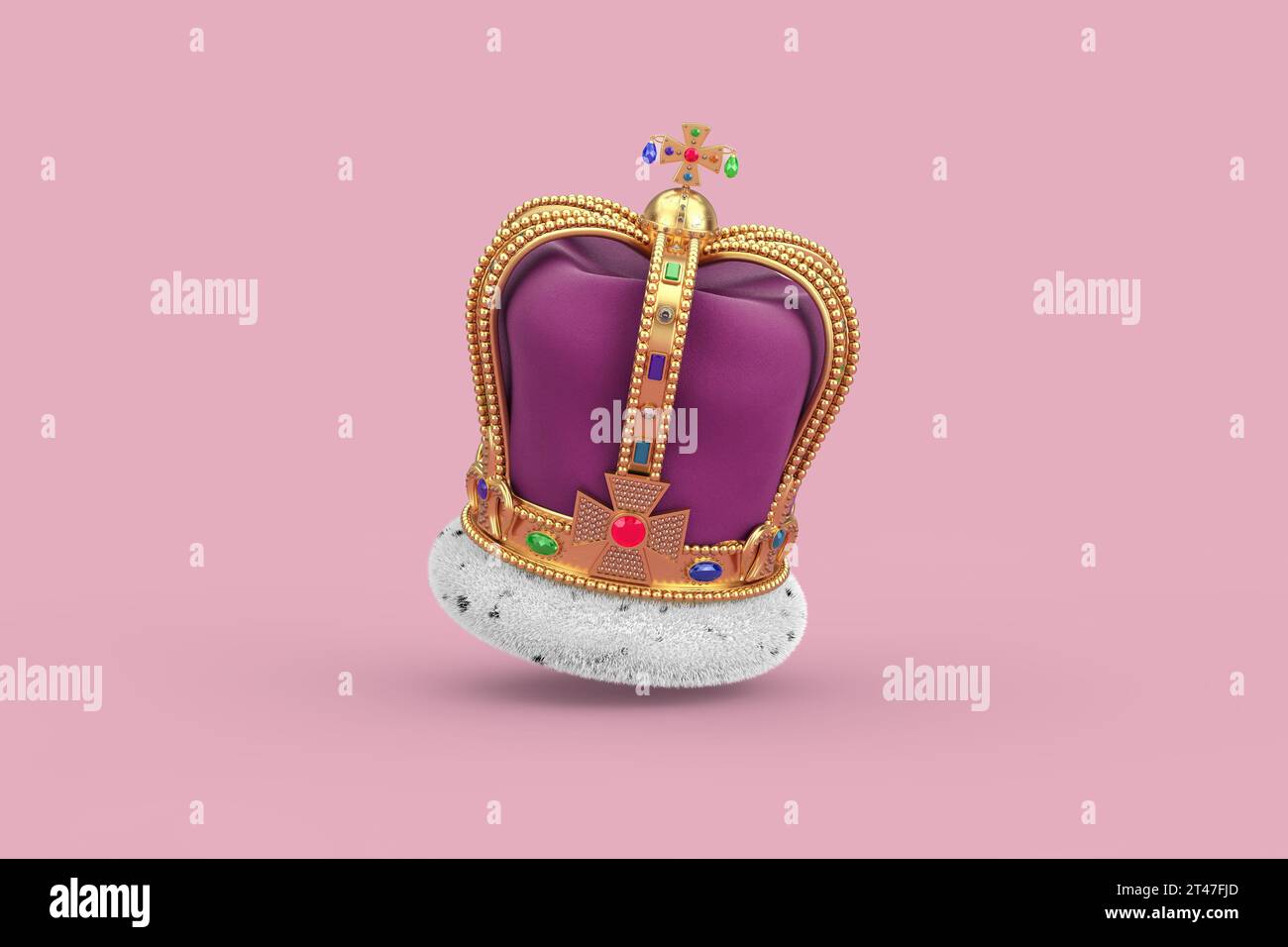 The Royal Coronation Golden Crown with Diamonds on a pink background ...
