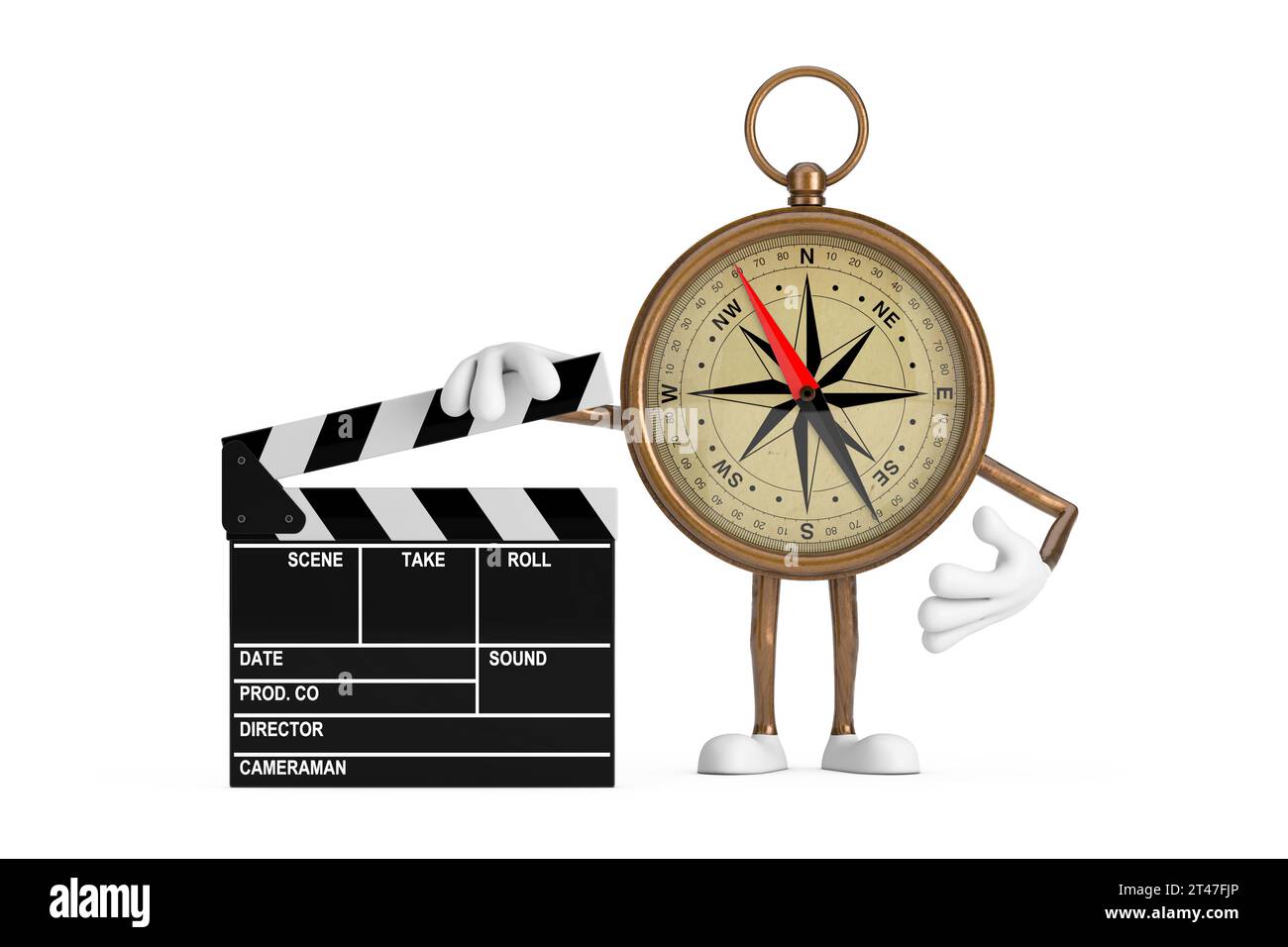 Antique Vintage Brass Compass Cartoon Person Character Mascot with ...