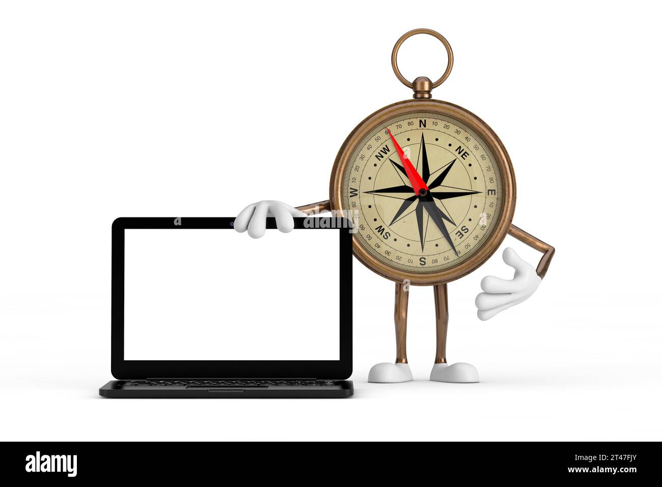 Antique Vintage Brass Compass Cartoon Person Character Mascot with ...