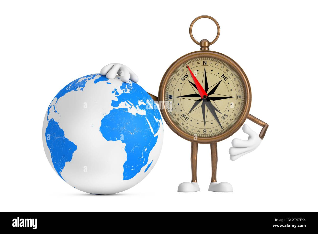 Antique Vintage Brass Compass Cartoon Person Character Mascot with ...