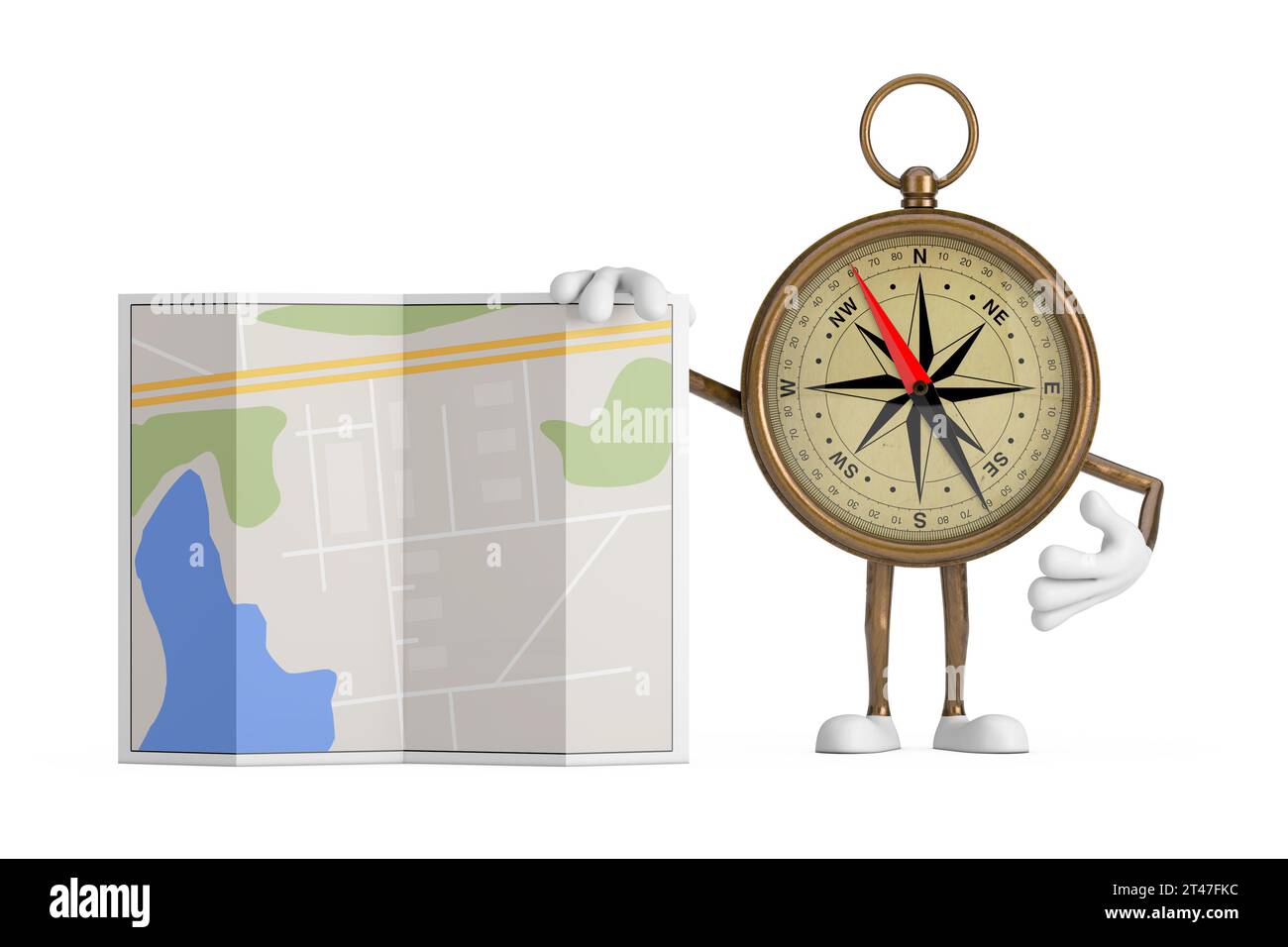 Antique brass compass on map hi-res stock photography and images - Alamy