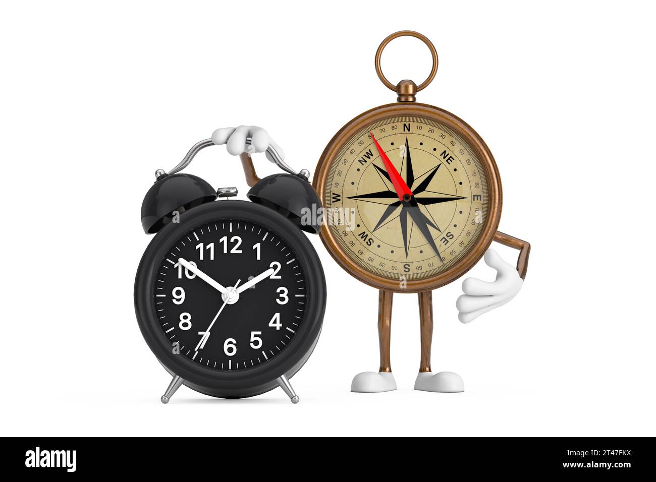 Antique Vintage Brass Compass Cartoon Person Character Mascot with ...