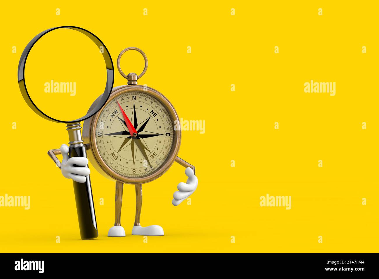 Antique Vintage Brass Compass Cartoon Person Character Mascot with ...