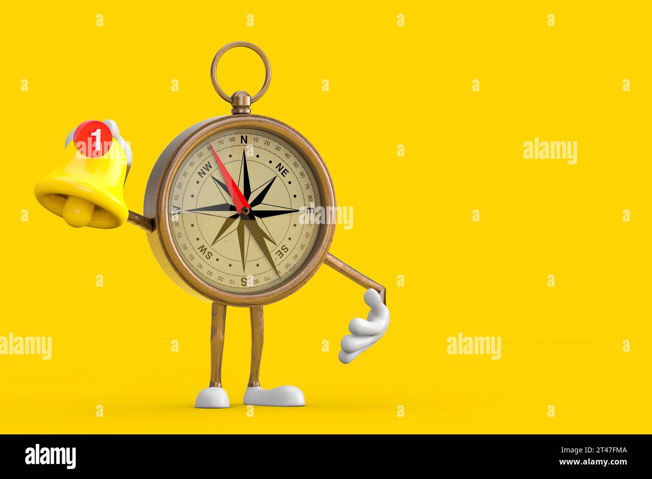 Antique Vintage Brass Compass Cartoon Person Character Mascot witn ...