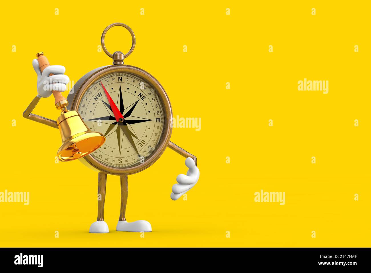 Antique Vintage Brass Compass Cartoon Person Character Mascot with ...