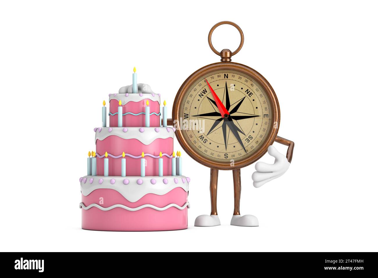 Antique Vintage Brass Compass Cartoon Person Character Mascot with ...