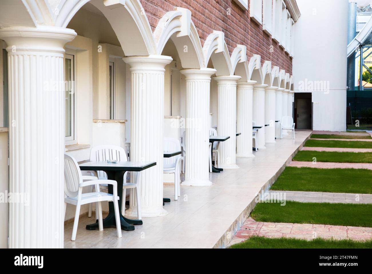 Ground floor hotel with individual entrance to rooms without a balcony ...