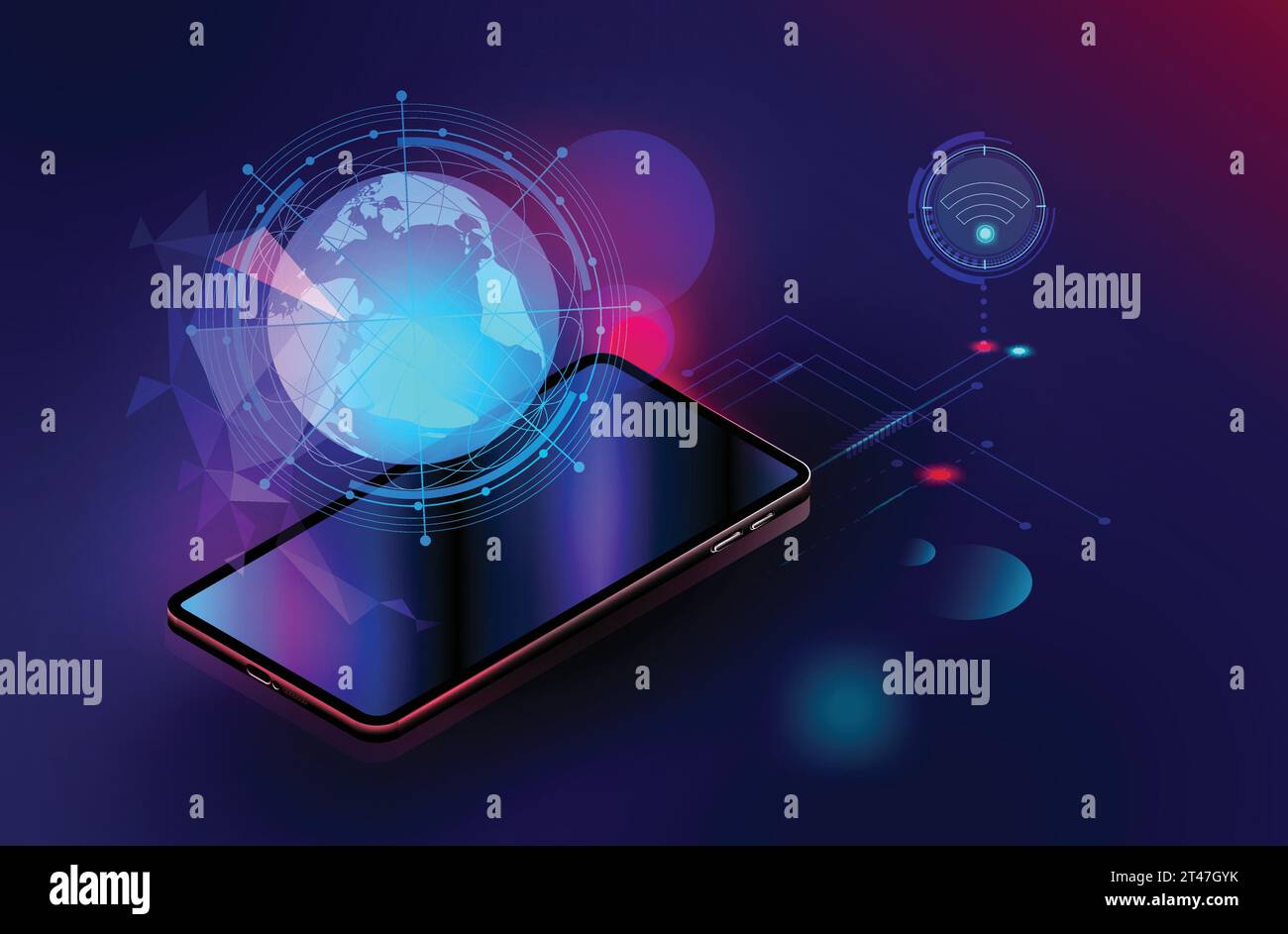Smartphone wifi appliances via internet Royalty Free Vector Stock ...