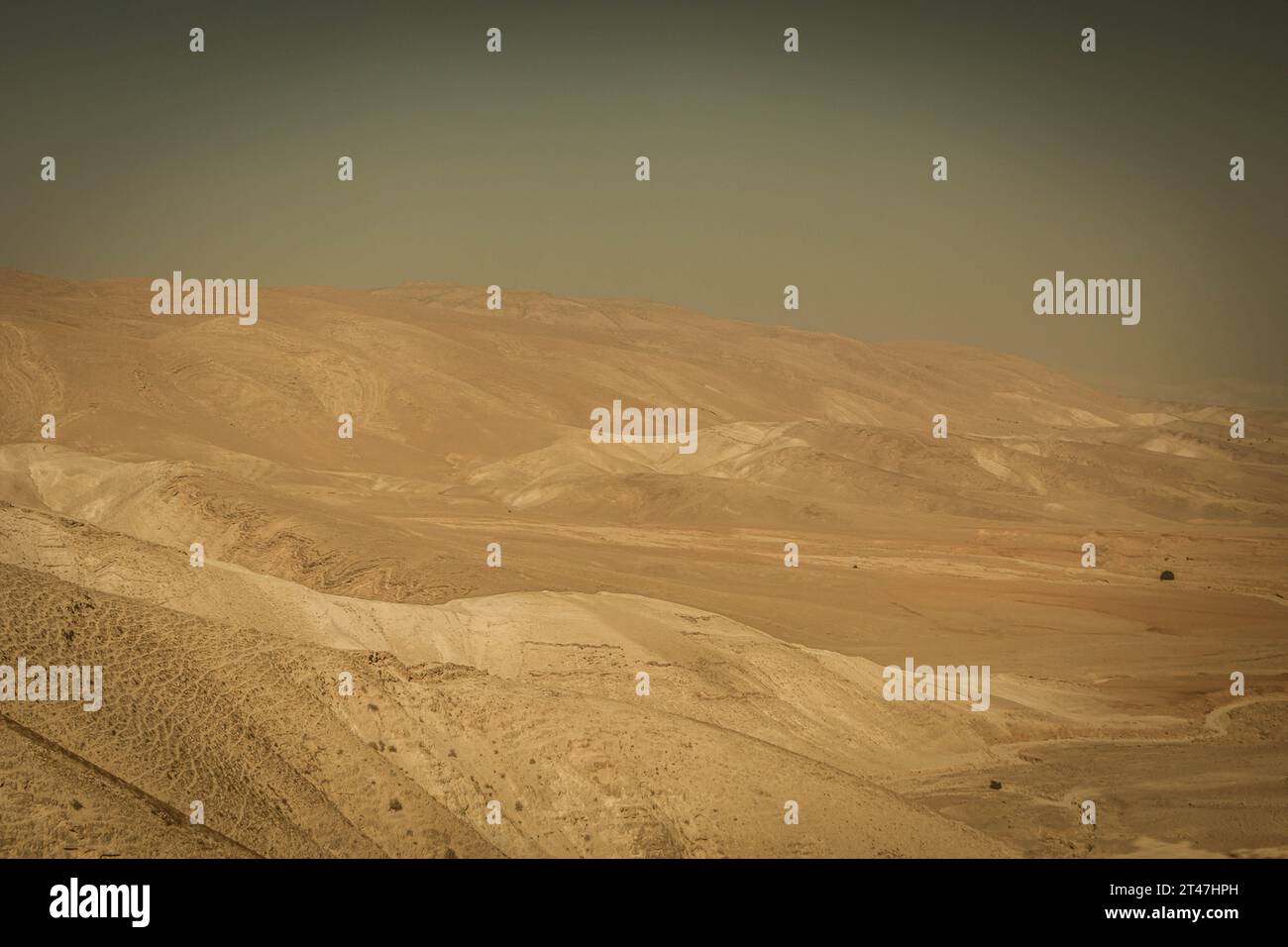 The dry sandy Negev desert in the middle of West Bank, Palestinian ...