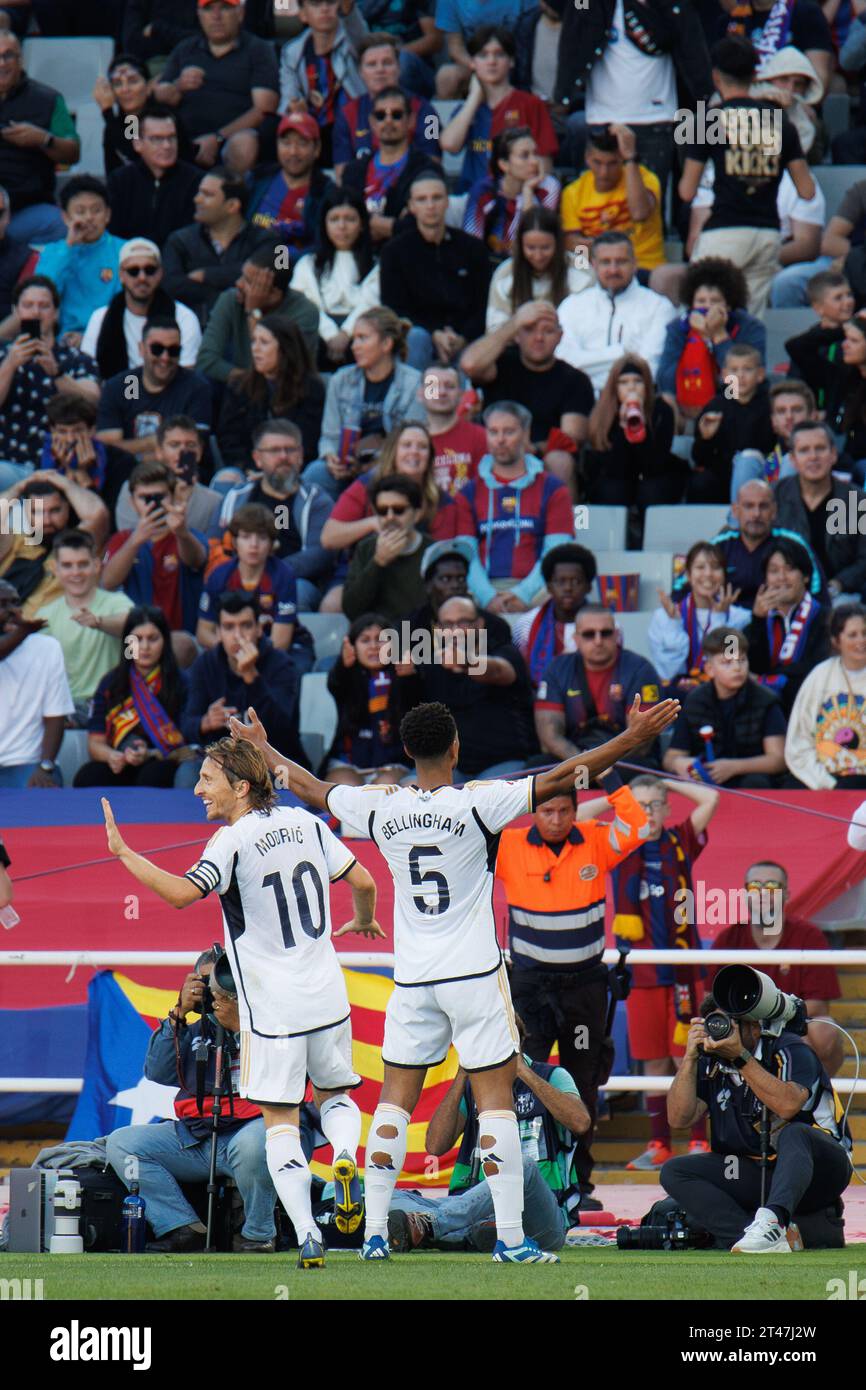 Barcelona, Spain. 28th Oct, 2023. Jude Bellingham celebrates after ...