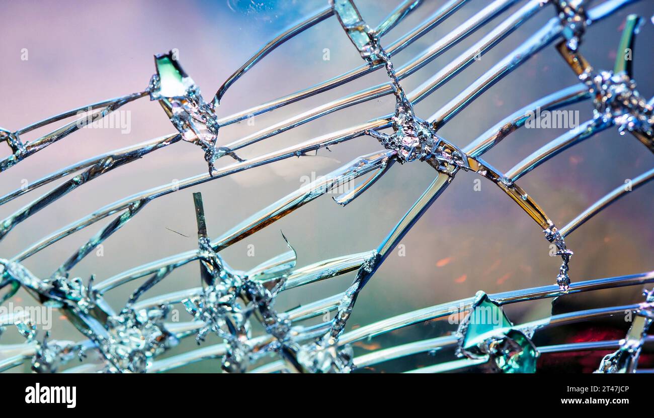 Broken car glass texture with cracks, abstract background Stock Photo ...