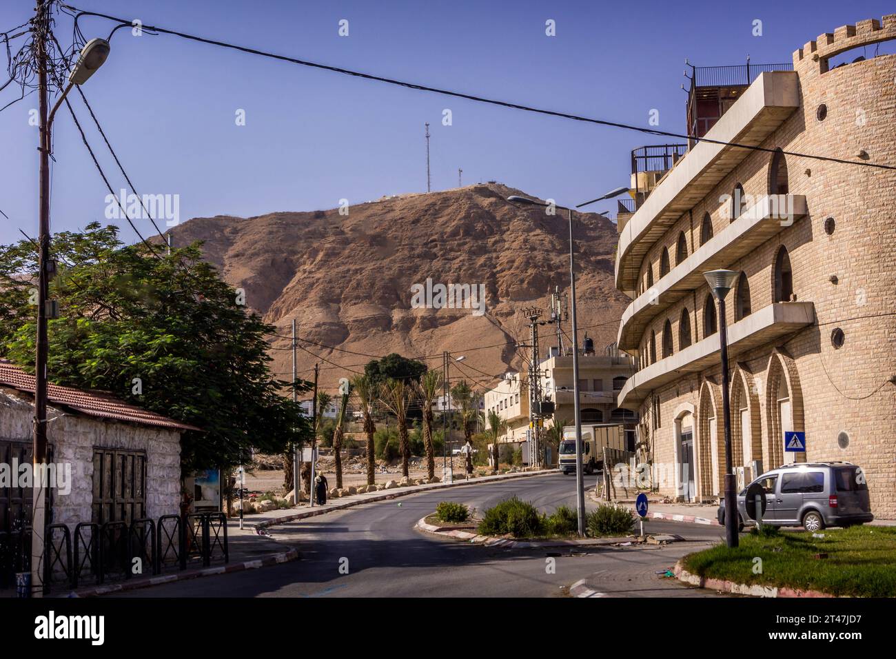The Mount of Temptation (Jebel Quruntul) the Christian shrine, in a ...