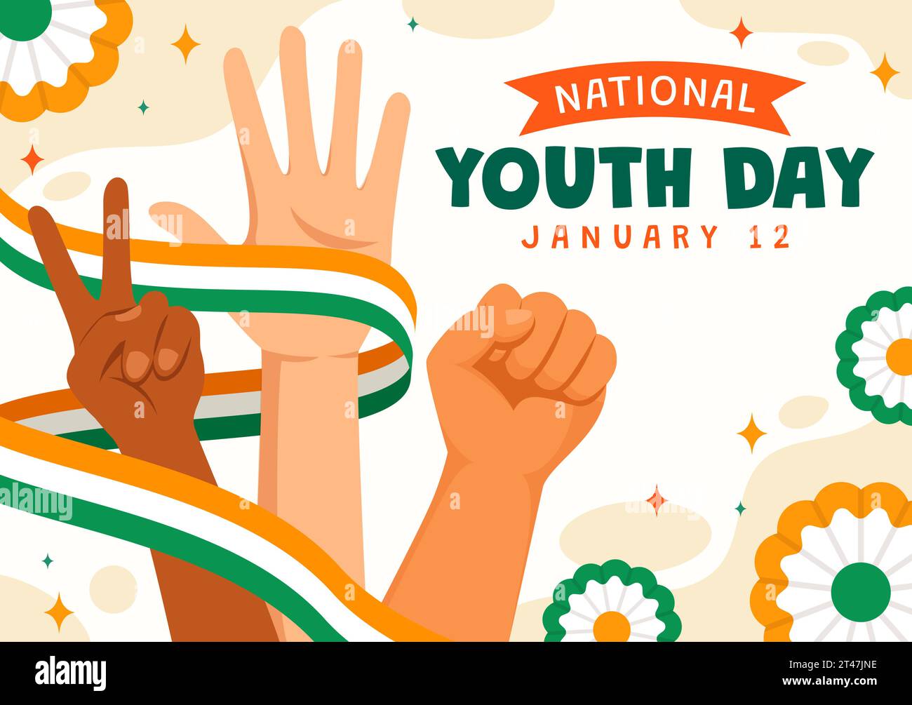 Happy International Youth Day of India Vector Illustration with Indian ...