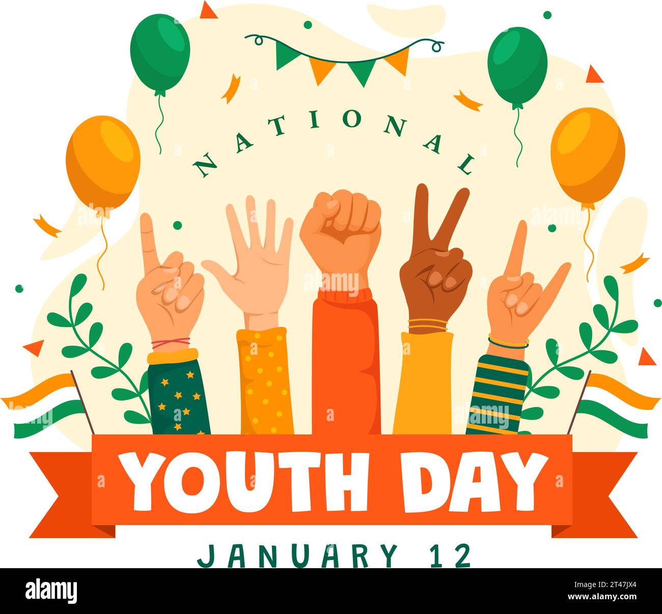 Happy International Youth Day of India Vector Illustration with Indian ...
