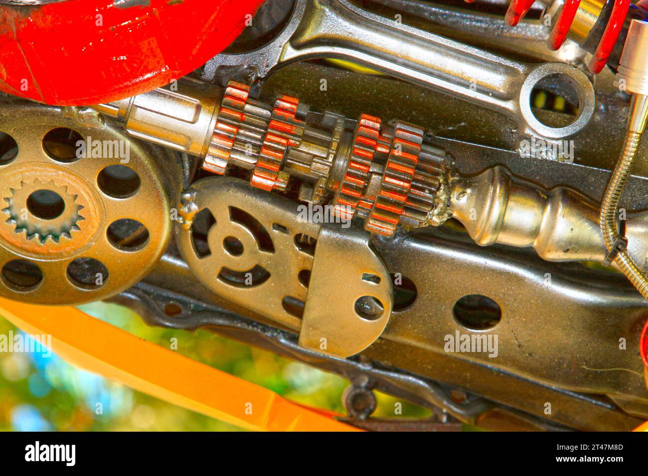 Spring gear metal parts plant, closeup of photo Stock Photo - Alamy