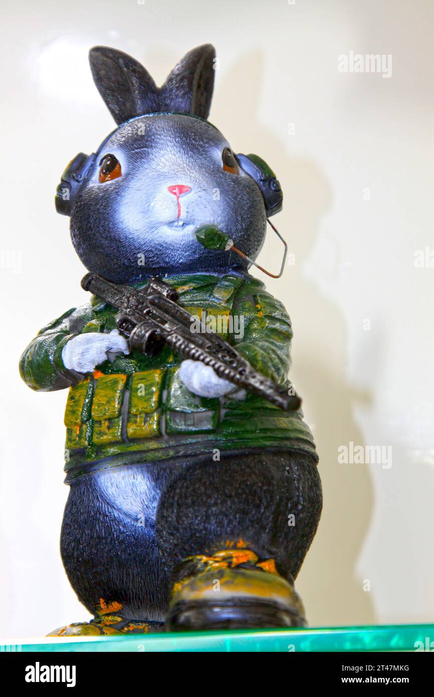 cartoon rabbit soldiers formative dolls on the store shelves Stock ...