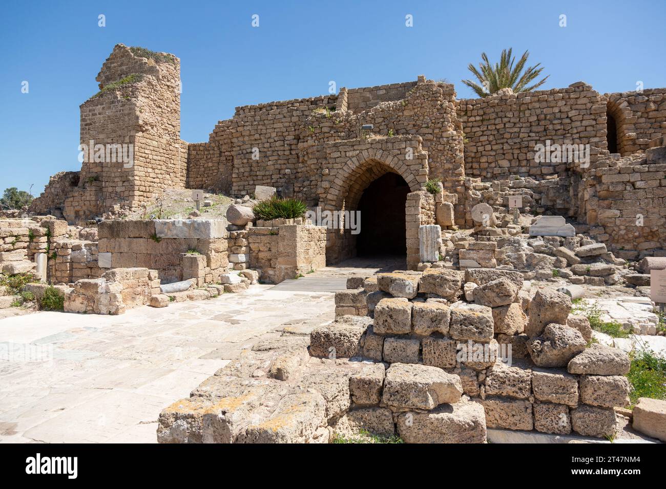 Ancient gates as a main entrance on a territory of Ceasarea in Maritima ...