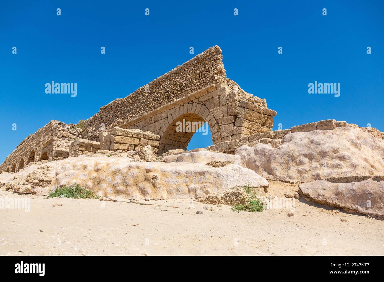 Ancient Roman aqueduct on a sea coast in Maritima National Park in ...