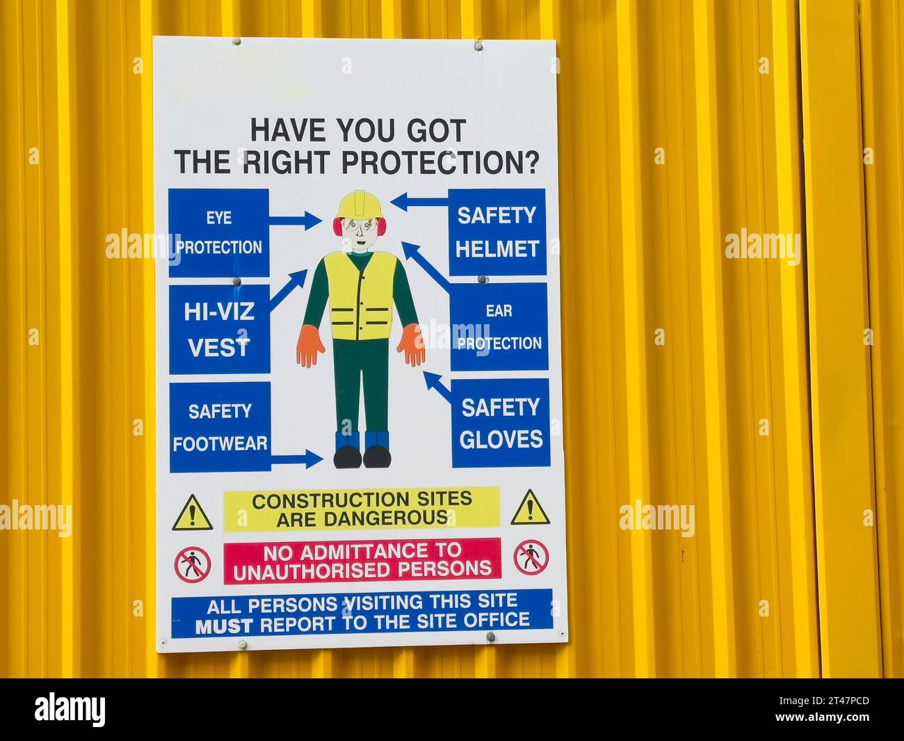 Construction site health and safety message rules sign board signage on ...