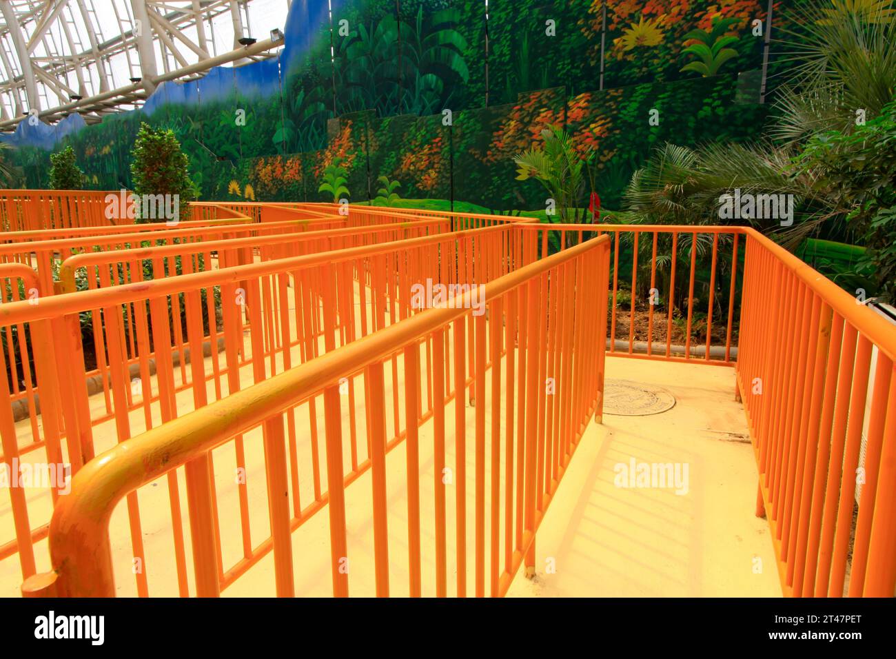 yellow metal railings in a playground, closeup of photo Stock Photo - Alamy
