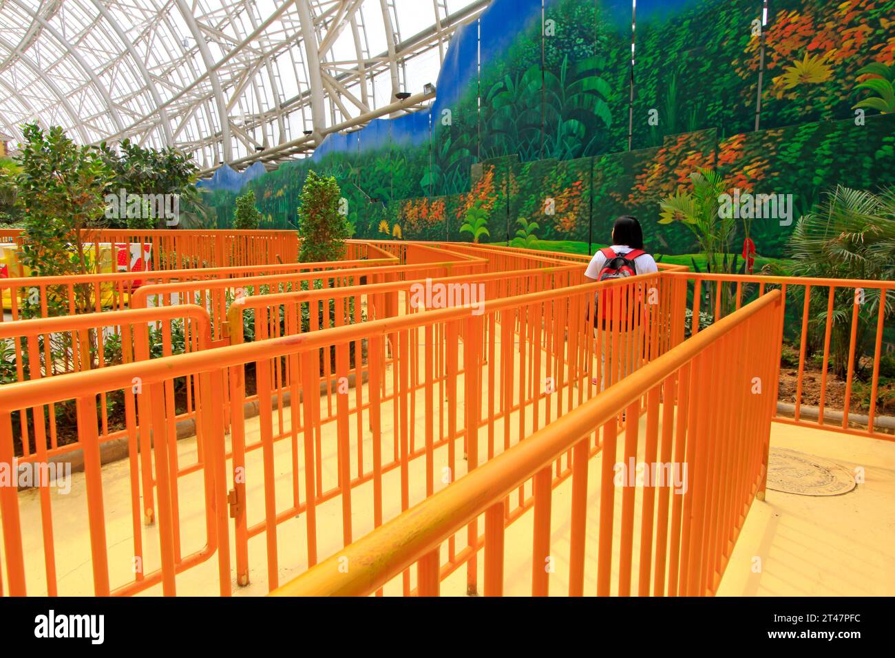 yellow metal railings in a playground, closeup of photo Stock Photo - Alamy