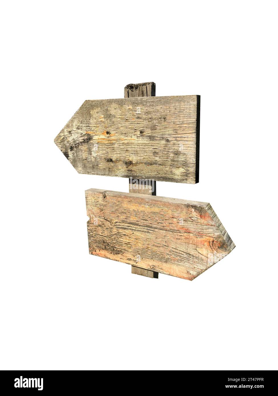 an old wooden direction signs isolated on white with copy space Stock ...