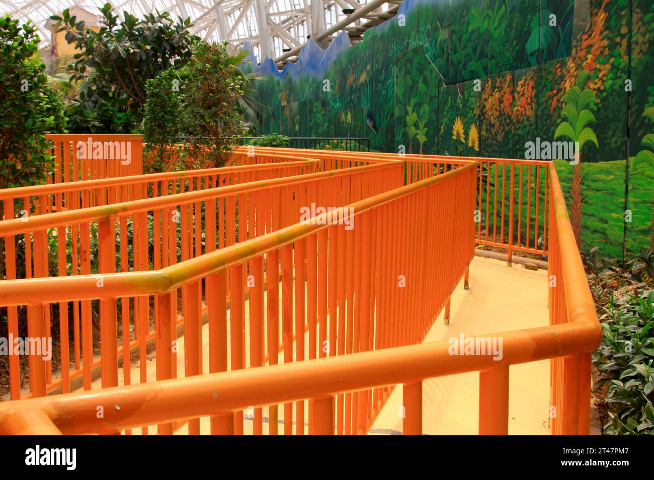 yellow metal railings in a playground, closeup of photo Stock Photo - Alamy
