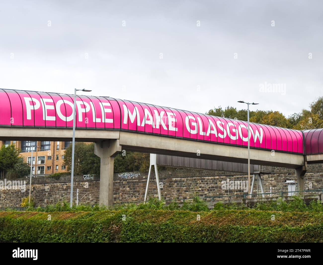 People Make Glasgow slogan banner sign on city tunnel walkway Stock ...