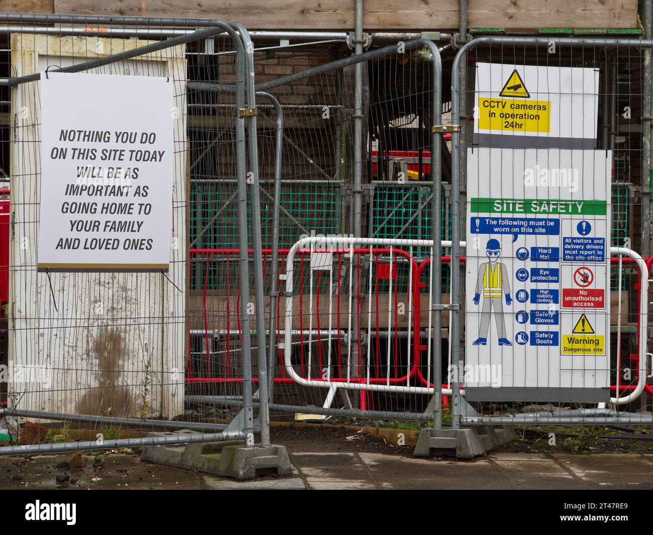 Construction site health and safety message rules sign board signage on ...