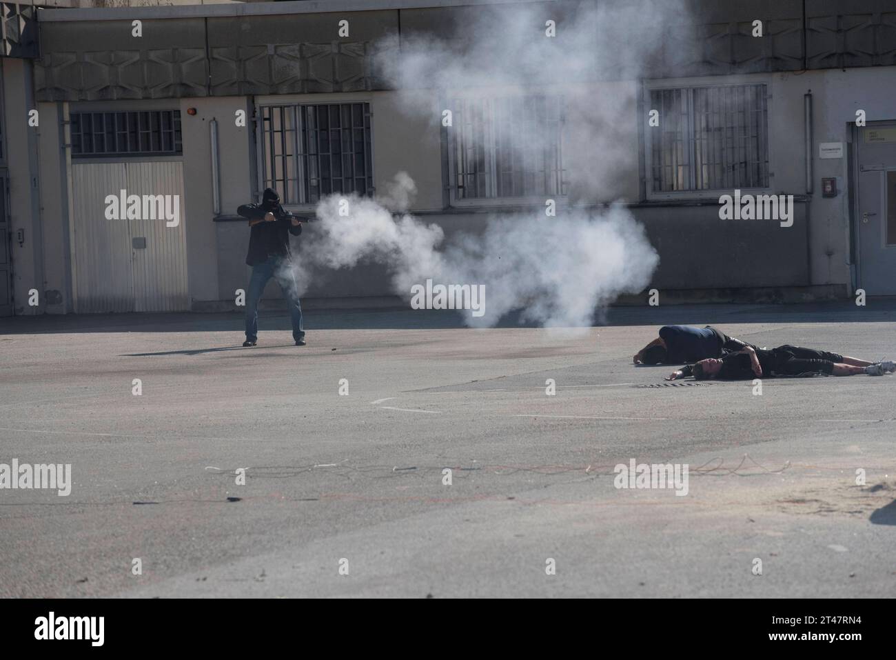 An Attacker With A Gun, Crime And Violence With A Weapon An Attacker ...