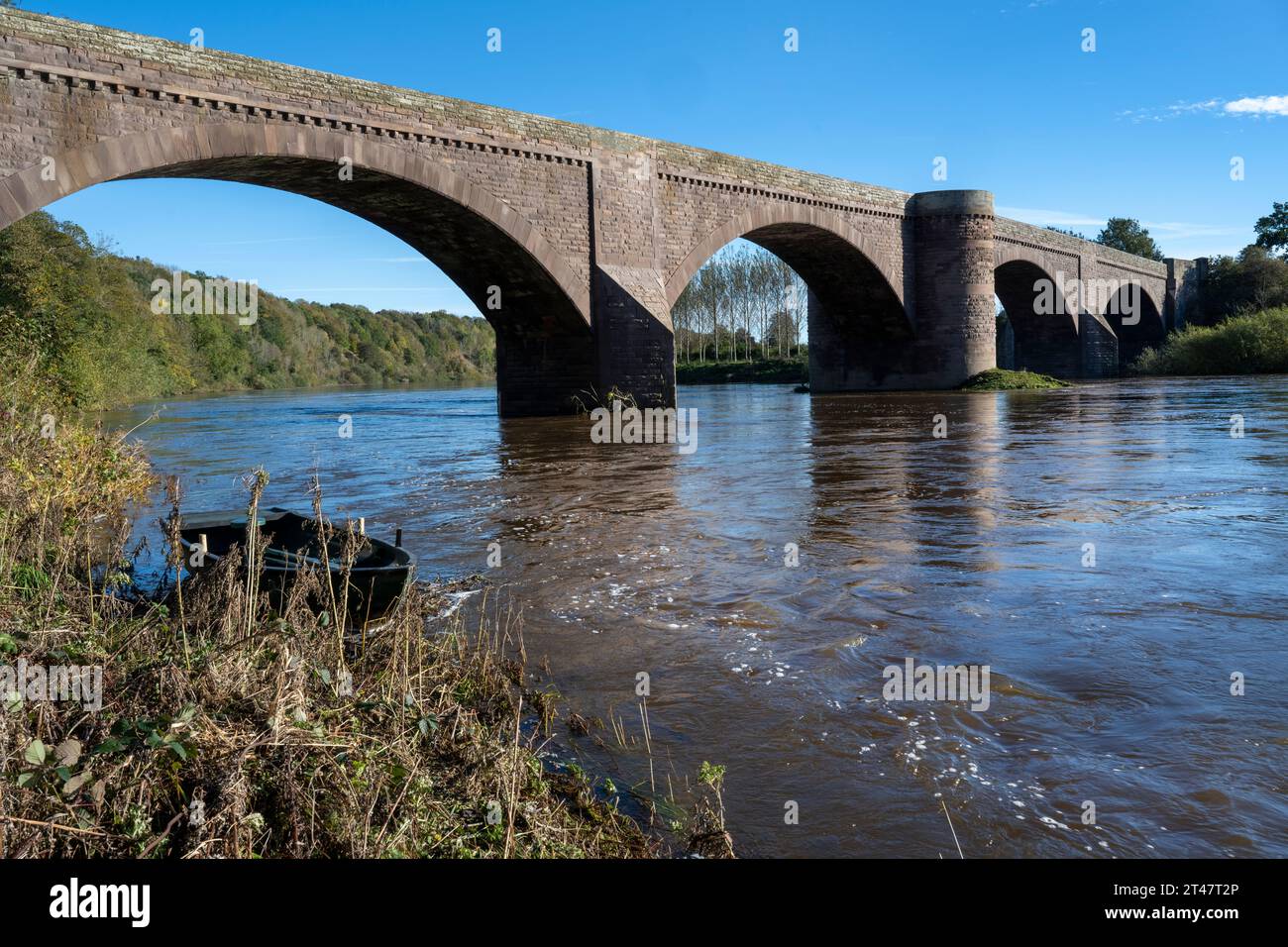 Ladykirk and Norham Bridge across the River Tweed at Norham, Berwick ...