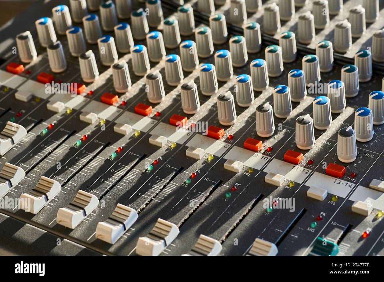 Mixing console for controlling the volume, frequencies of musical ...