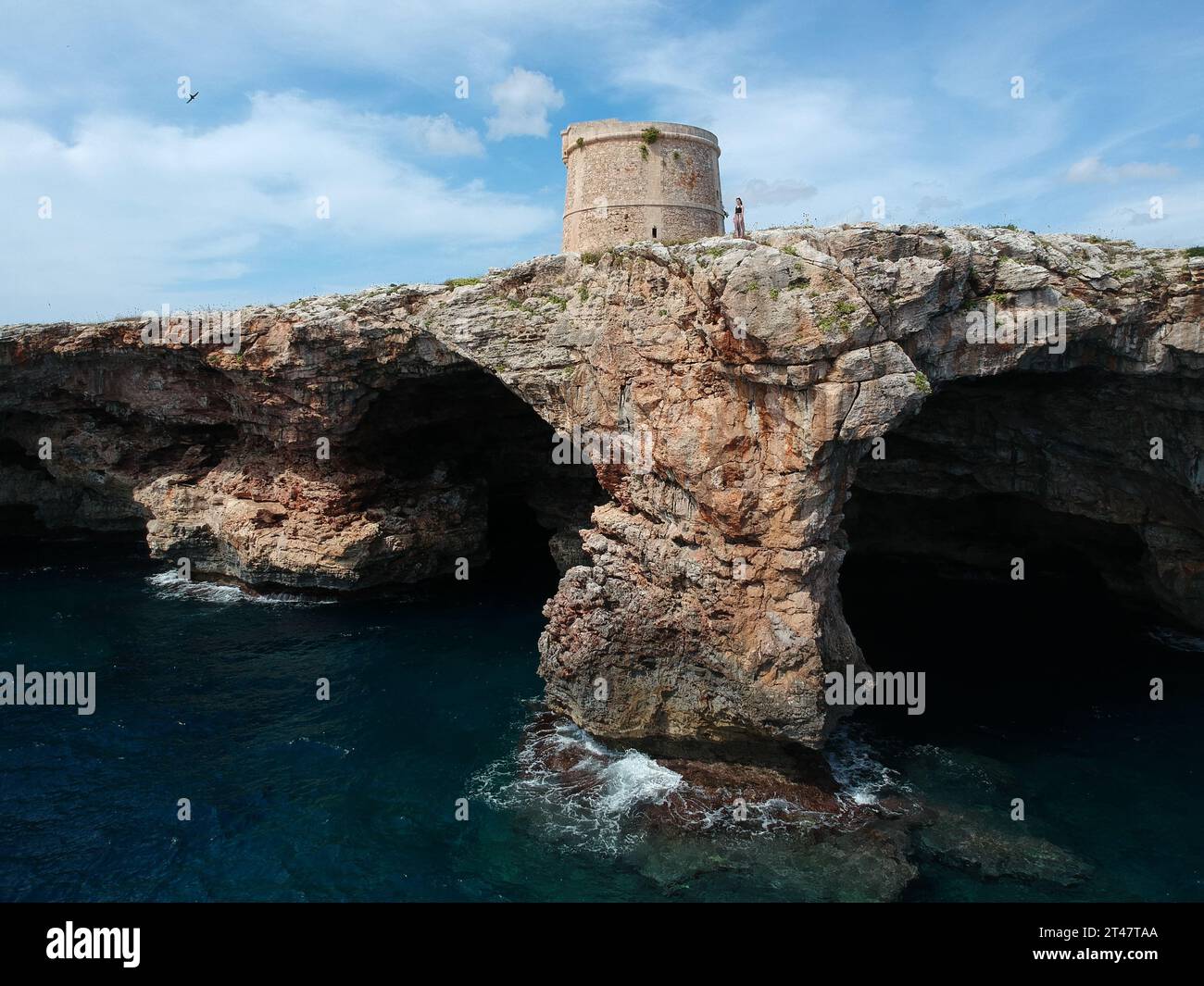An aerial view of Menorca coast under the blue sky on a sunny day Stock ...
