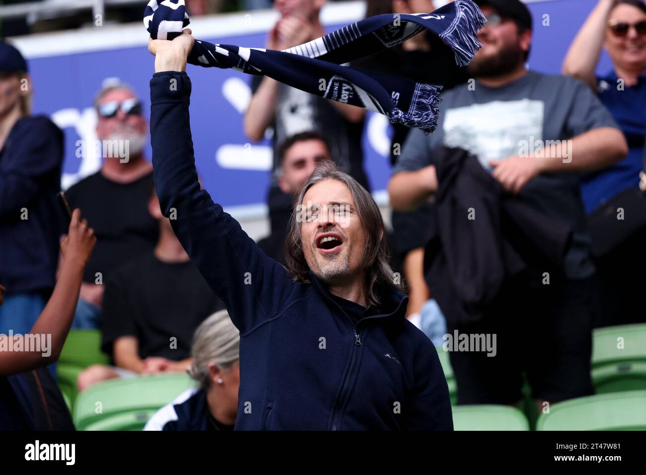 Melbourne, Australia, 29 October, 2023. Melbourne Victory fans cheer ...